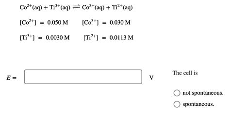Solved Calculate The Cell Potential E For The Given