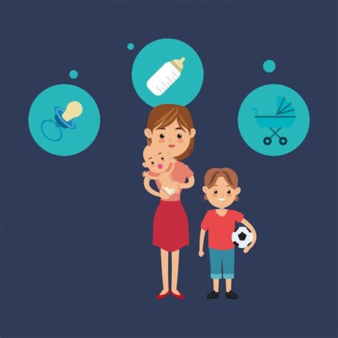 Imagen De Familia Monoparental Vector Premium