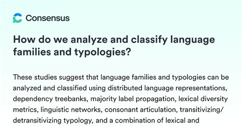 How Do We Analyze And Classify Language Families And Typologies Consensus Academic Search Engine