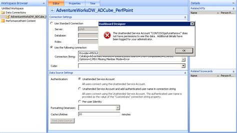 Bi Center And Data Connection Errors When Using Performancepoint Dashboard Designer Reza