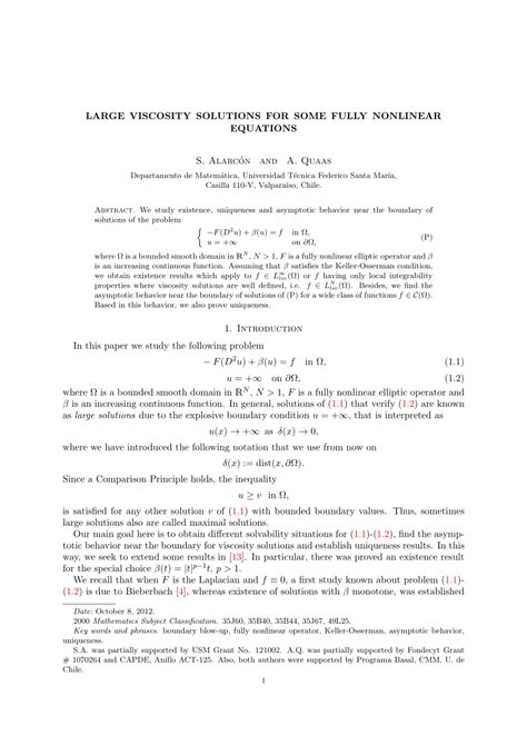 Pdf Large Viscosity Solutions For Some Fully Nonlinear Equations