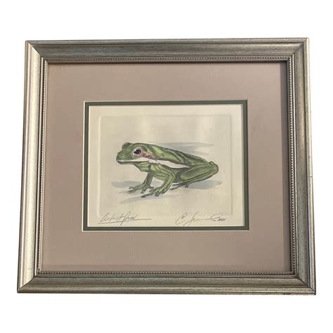 Contemporary Original Colored Etching Frog Print Signed And Framed Chairish