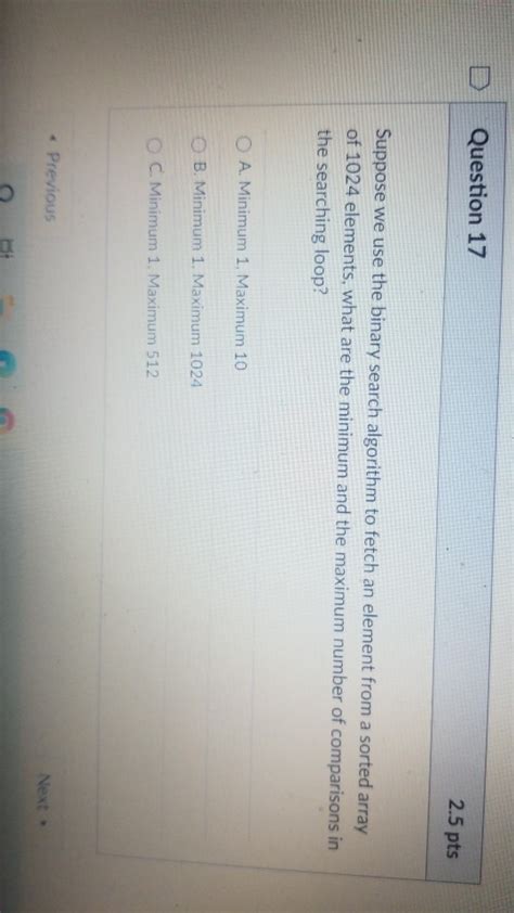 solved question 17 2 5 pts suppose we use the binary search