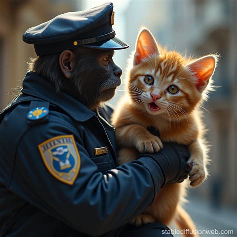 Cops Catch A Thieving Monkey Stable Diffusion Online