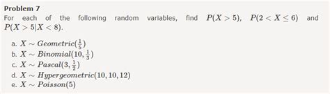 Solved Problem7 For Each Of The Following Random Variables