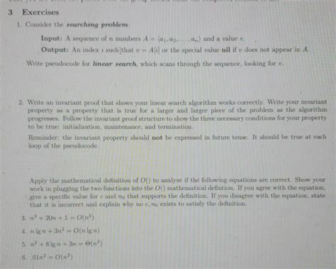 Solved 3 Exercises 1 Consider The Searching Problem Input
