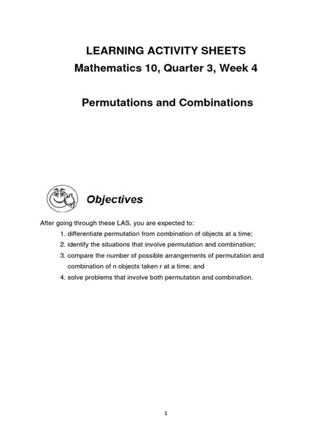 Las Math10 Q3 Wk4 Permutations And Combinations Pdf Personal Identification Number Mathematics
