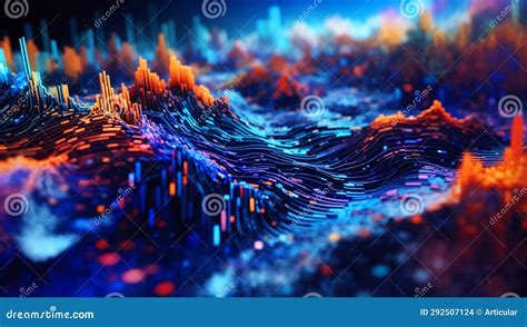 Abstract Particle Data Landscape Background With Flowing Binary Codes