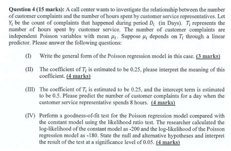 Solved Question 4 15 ﻿marks A Call Center Wants To