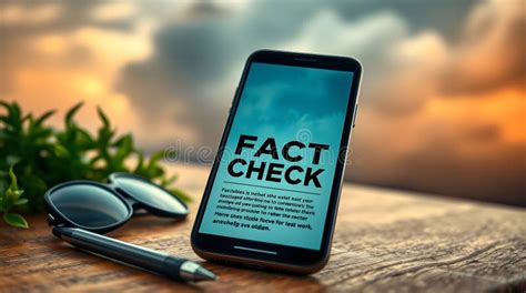 A Smartphone Displaying FACT CHECK On Its Screen Symbolizes Fact Checking Stock Illustration