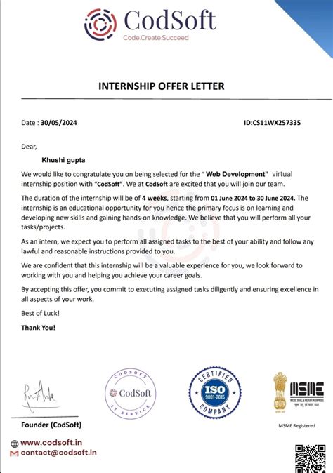 Khushi Gupta On Linkedin Codesoft Codesoft