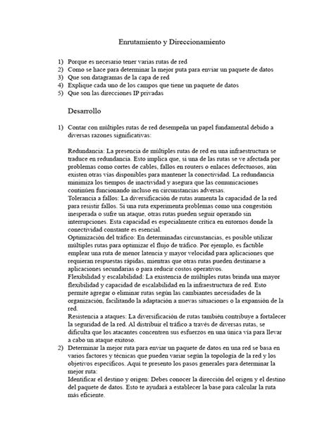 Enrutamiento Y Direccionamiento Pdf Enrutamiento Protocolos De Internet