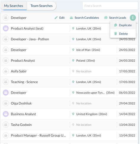 Editing Existing Searches