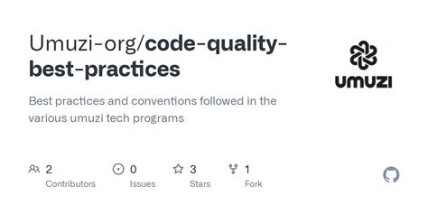Github Umuzi Orgcode Quality Best Practices Best Practices And