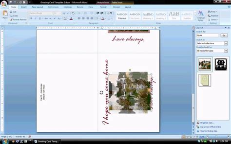 MS Word Tutorial PART Greeting Card Template Inserting And Formatting Text Rotating Text