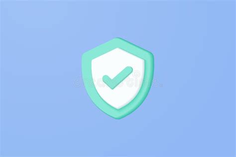 3d Shield Protection Icon With Check For Online Payment On Blue Sky Background Concept User