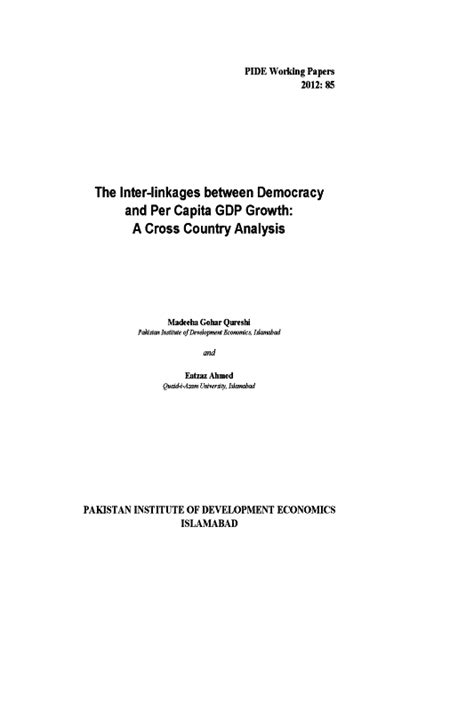 The Inter Linkages Between Democracy And Per Capita Gdp Growth A Cross Country Analysis
