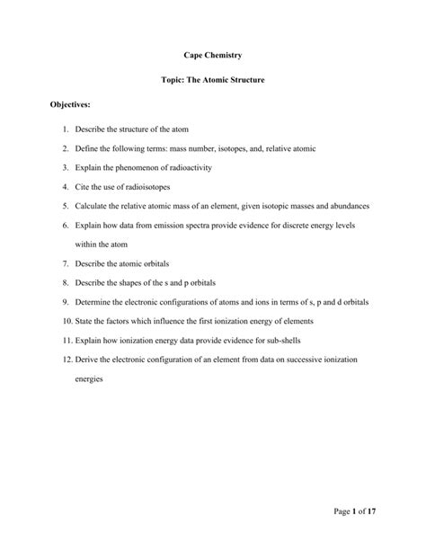 Atomic Structure Coursebook On Isotopes Radioactivity And Orbitals