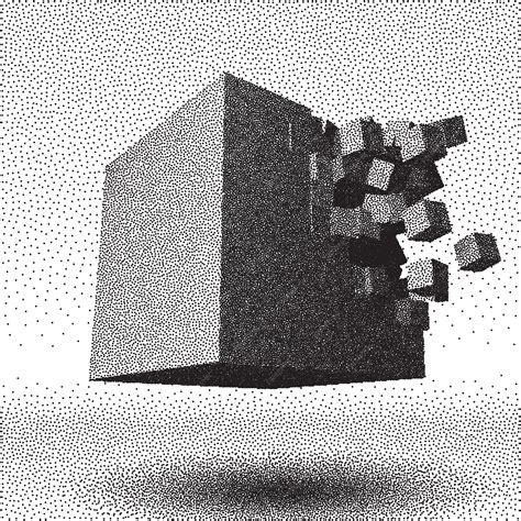 Premium Vector Dotwork Raster Cube Explosion