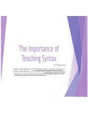 The Importance Of Teaching Syntax Pdf The Importance Of Teaching