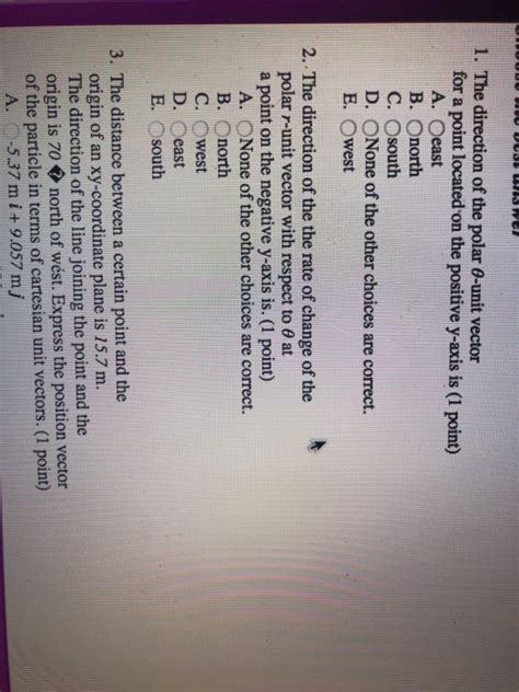 Solved The direction of the polar θ unit vector for a Chegg