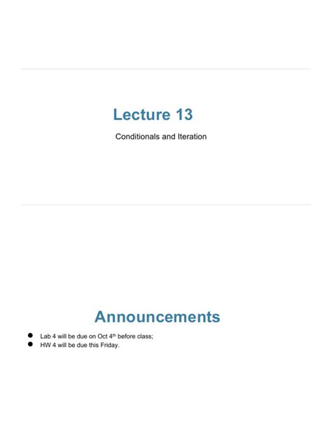 Lecture 13 Conditionals And Iteration 5301 Pdf Boolean Data