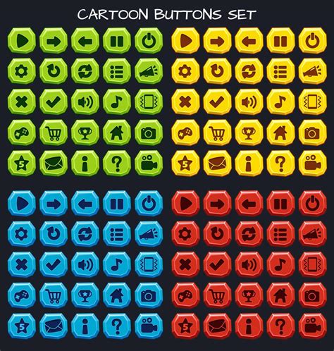 Cartoon Button Set Game Pack GUI Element For Mobile Game Vector Art At Vecteezy