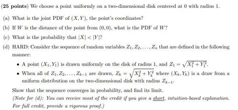 Points We Choose A Point Uniformly On A Chegg
