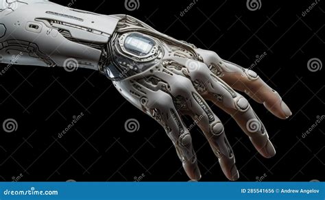 Red Robot Hand Pointing Finger On Dark Background 3d Rendering Stock Illustration Illustration