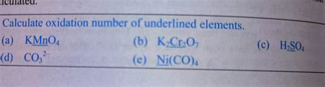 Calculate The Oxidation Number Of The Class Eleven Chemistry