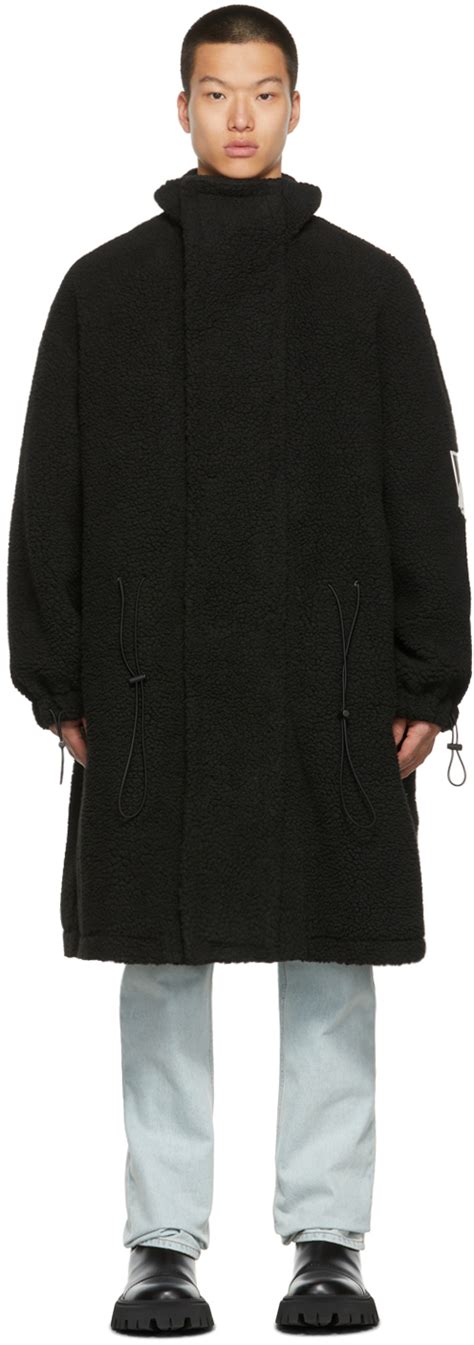 We11done Black Faux Fur Oversized Coat 1145 Ssense Lookastic