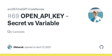 open api key secret vs variable · issue 69 · anc95 chatgpt codereview · github