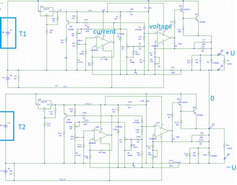 Operational Amplifier Symmetrical Power Supply With Two Transformers No Symmetric Output