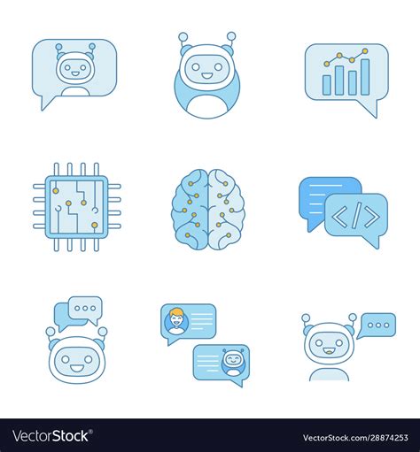 chatbots color icons set royalty free vector image