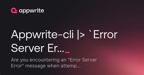 Appwrite Cli `error Server Error` When Trying To Login Threads