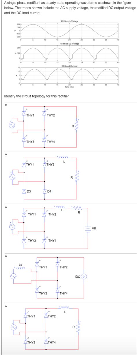 Solved A Single Phase Rectifier Has Steady State Operating
