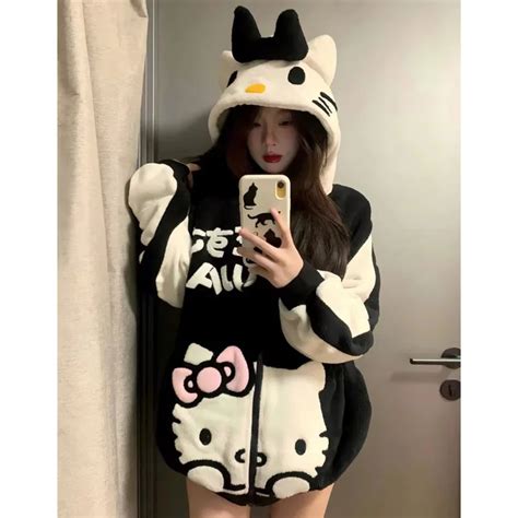 Dámská Plyšová Roztomilá Mikina Se Vzory A Obrázky Hello Kitty Mollio Cz