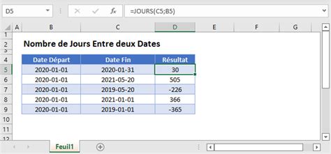Formule Excel Calcul Nombre De Jours Entre Dates Printable Templates Free