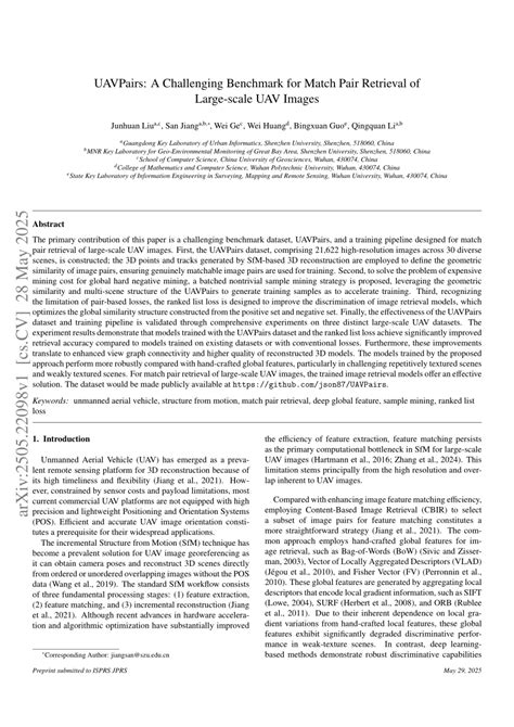 Pdf Uavpairs A Challenging Benchmark For Match Pair Retrieval Of Large Scale Uav Images