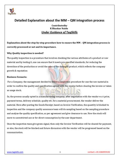 Sap Mm Qm Integration Pdf Specification Technical Standard Business