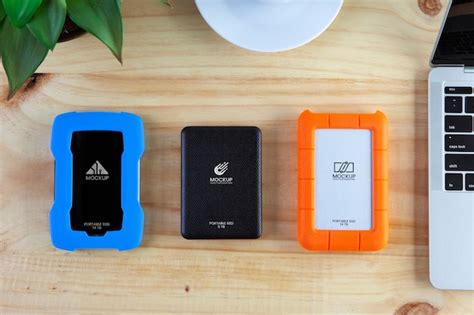 Premium PSD View Of Hard Drive Component On Desk