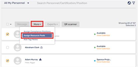 remove personnel from resource pools mypass global support