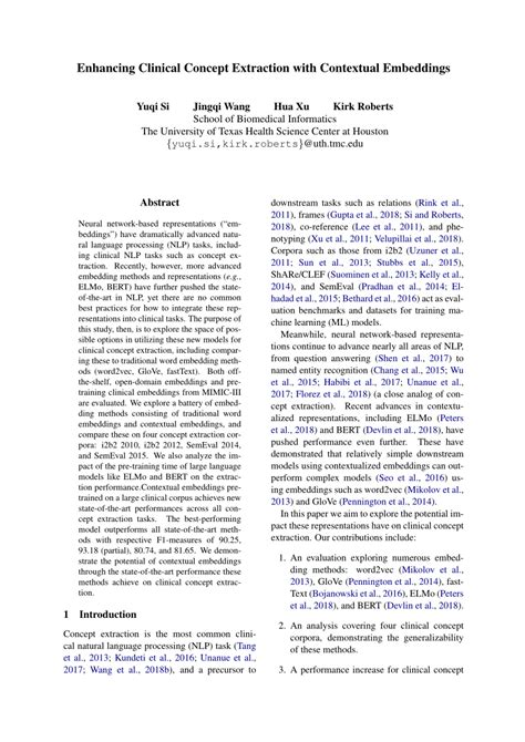 Pdf Enhancing Clinical Concept Extraction With Contextual Embedding