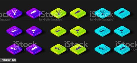 시험 관 및 플라스크 화학 폭발 분자 의료 고무 장갑 및 미생물을 돋보기 아이콘 아래에 설정합니다 벡터 3차원 형태에 대한 스톡 벡터 아트 및 기타 이미지 Istock