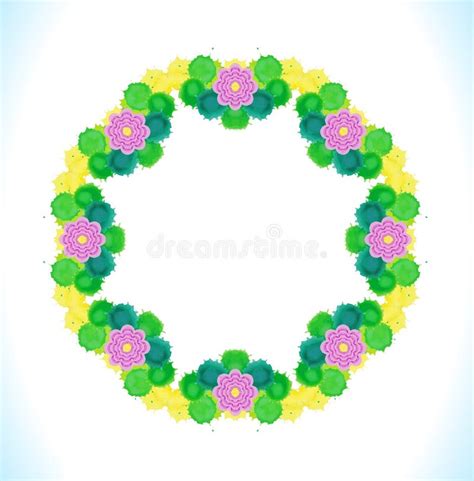 Vector Watercolor Wreath With Colorful Rainbow Blobs Stock Vector Illustration Of Drawing