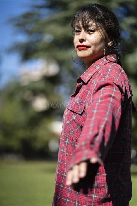 Portrait Of Andean Woman Posing In A Park Stock Image Image Of Outdoors Elegance 305974077