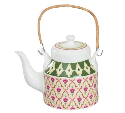 multicolor 1000 ml dishwasher safe scratch resistance round printed ceramic teapot at best price
