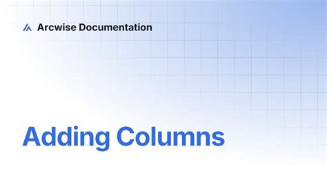 Adding Columns Arcwise Documentation