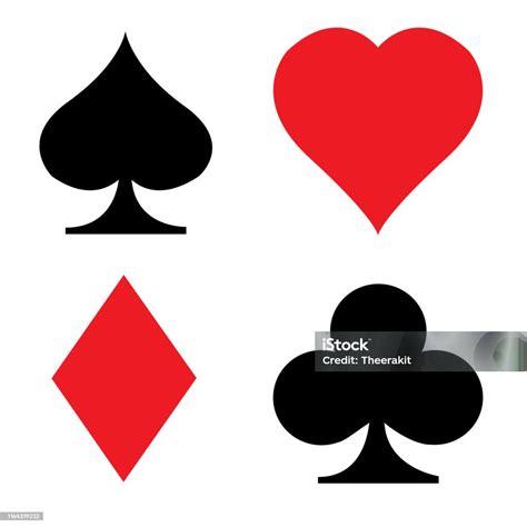 흰색 배경에 카드 아이콘을 재생의 집합입니다 플랫 스타일 웹 사이트 디자인 로고 응용 프로그램 Ui에 대한 카드 정장 아이콘 포커 카드는 기호를 정장 카드 정장 을 재생