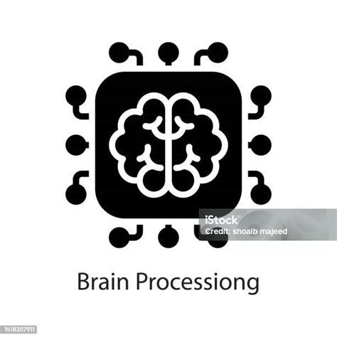 두뇌 처리 벡터 솔리드 아이콘 디자인 일러스트 레이 션을 흰색 배경에 표시합니다 Eps 10 파일 Php 프로그래밍 언어에 대한